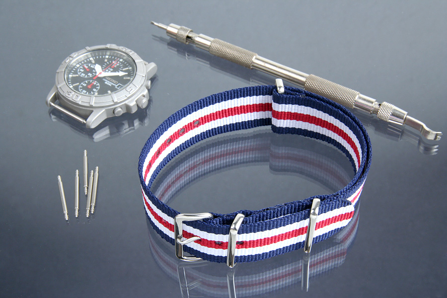 Red, White & Navy NATO Strap - EBC