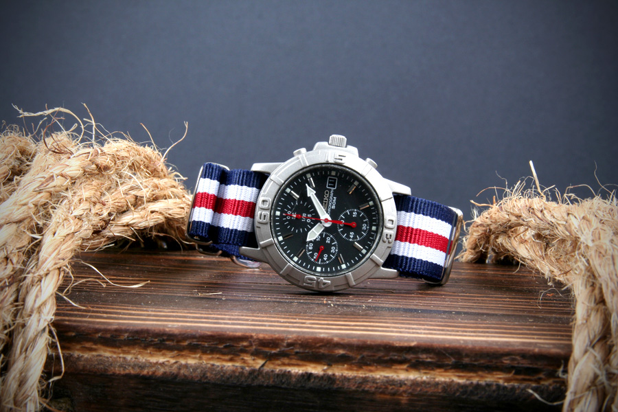 Red, White & Navy NATO Strap - EBC